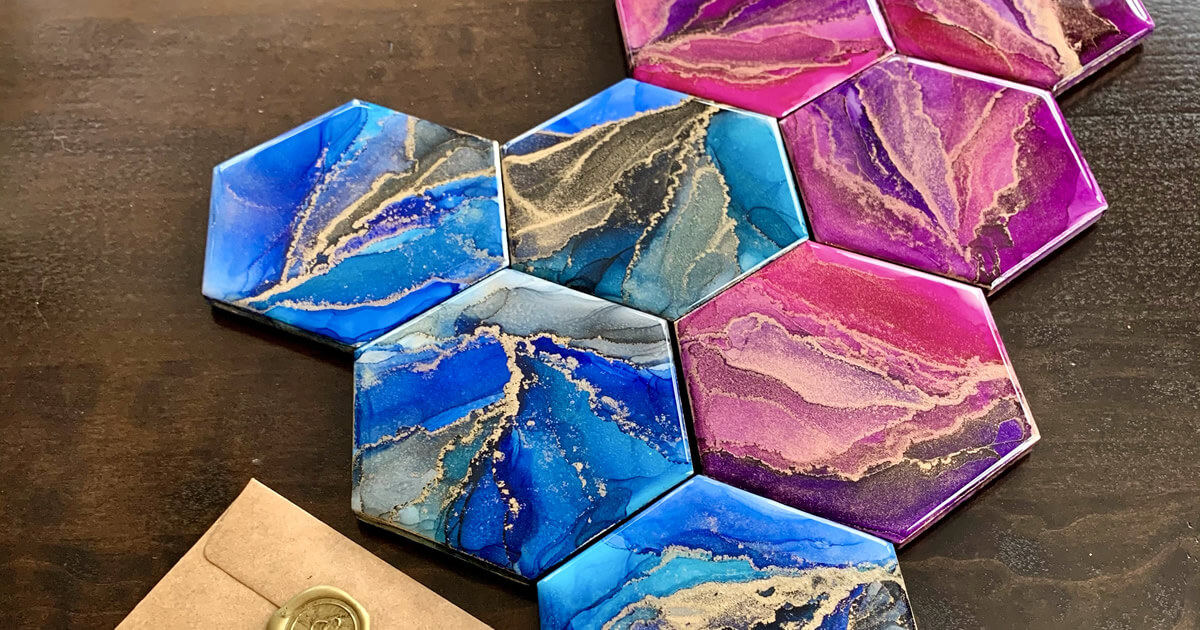 Alcohol Ink Coaster Sets - Ragged Roots Studio